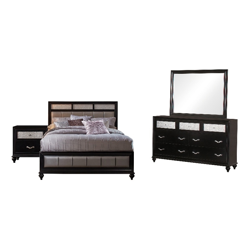 Coaster Barzini 4 Piece Wood Eastern King Panel Bedroom Set in Black Cymax Business