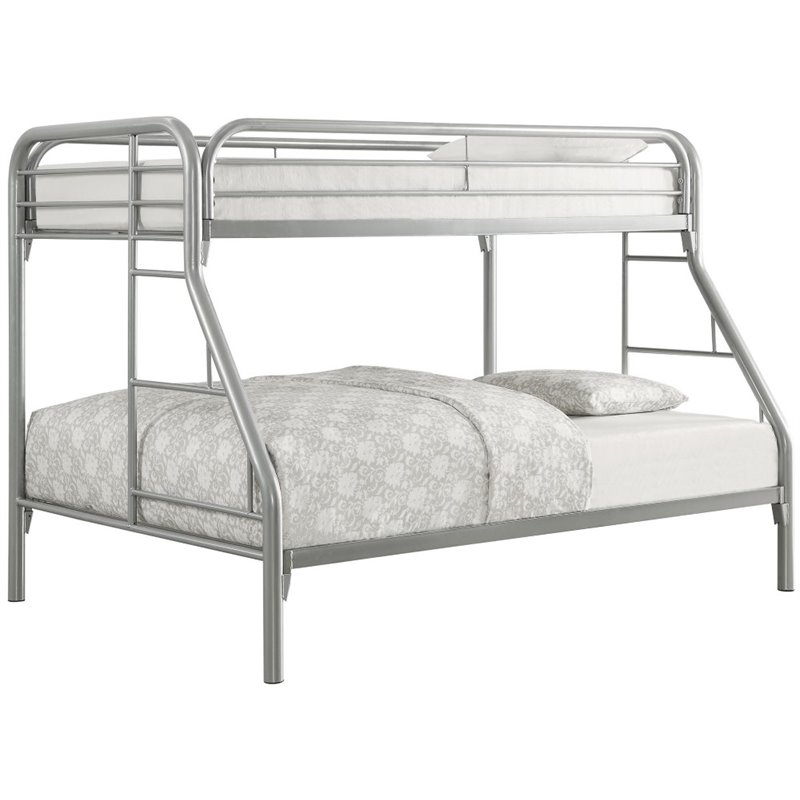 Coaster Morgan Modern Twin Over Full Metal Bunk Bed in Silver Finish ...