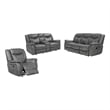 Coaster Conrad 3-Piece Upholstered Faux Leather Motion Sofa Set in Gray