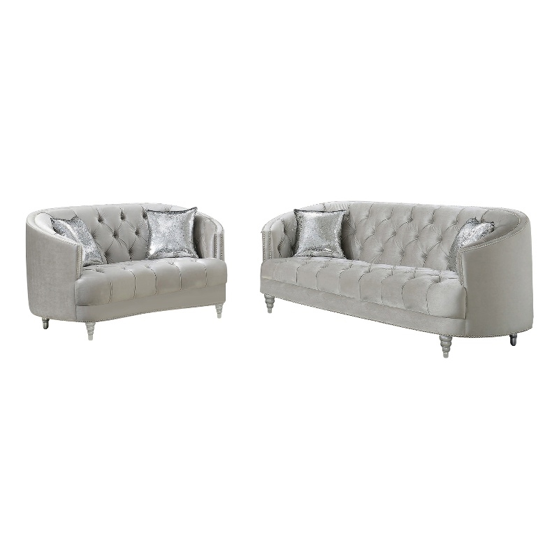 Coaster Avonlea 2-Piece Transitional Velvet Tufted Sloped Arm Sofa Set ...