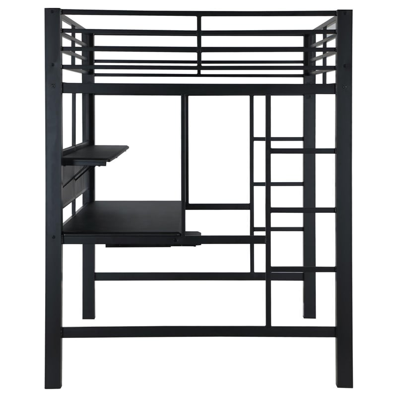Coaster Avalon Full Metal Workstation Loft Bed with Ladder in Black ...