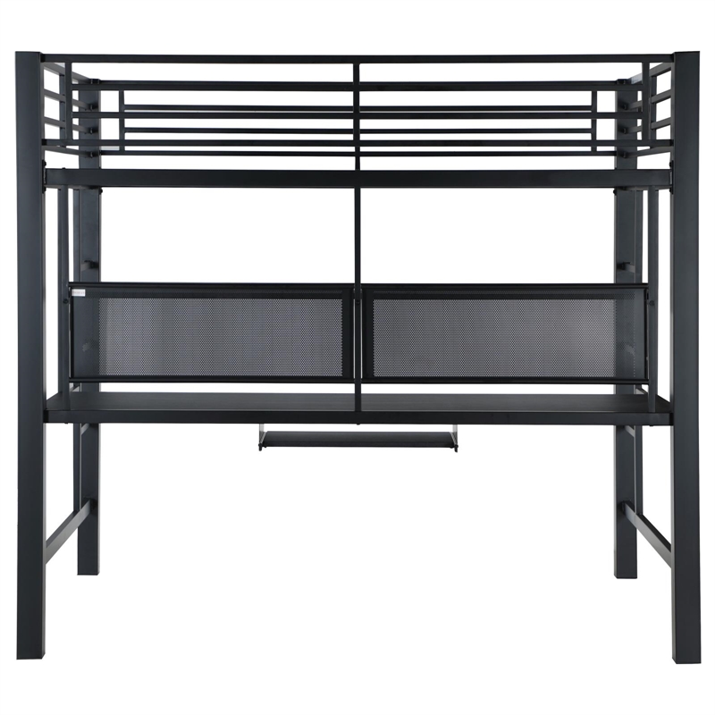 Coaster Avalon Full Metal Workstation Loft Bed with Ladder in Black ...
