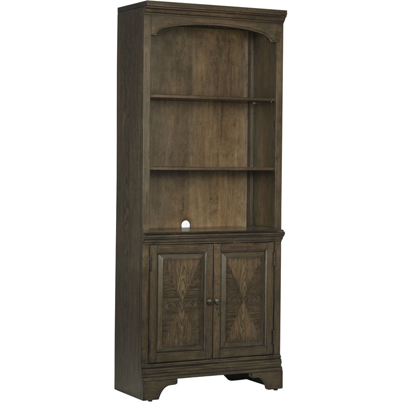Coaster 2-Door Traditional Wood Bookcase with Cabinet in Oak | Bush ...