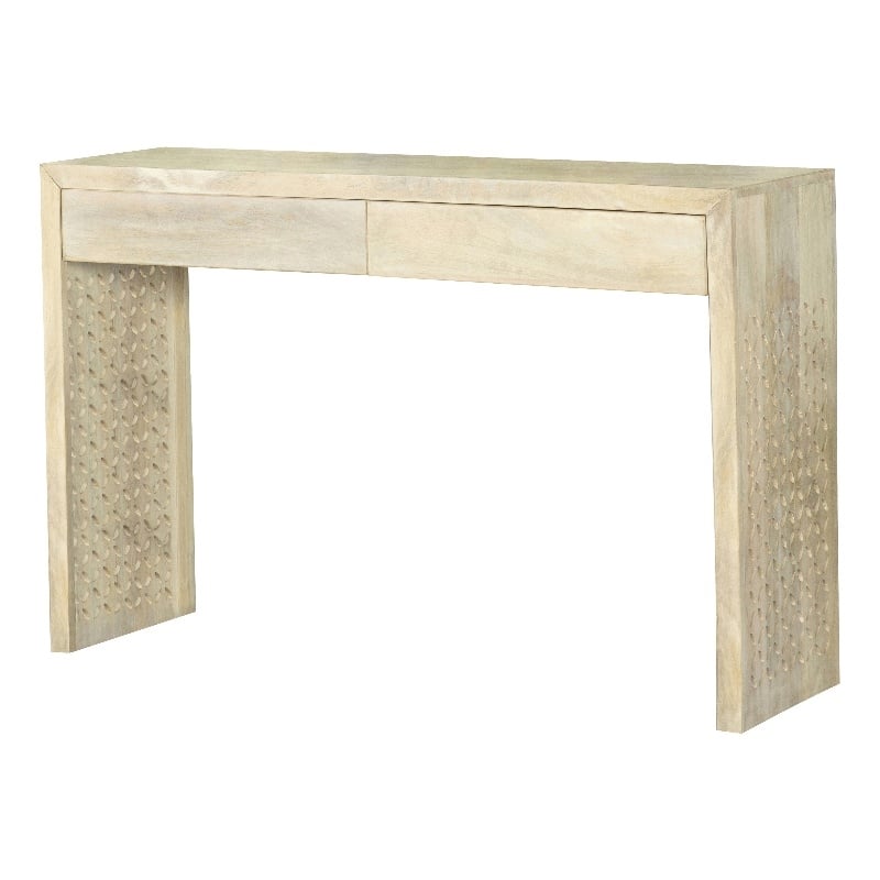 Coaster Contemporary Wood Console Table with 2-Drawer in Beige | Cymax ...