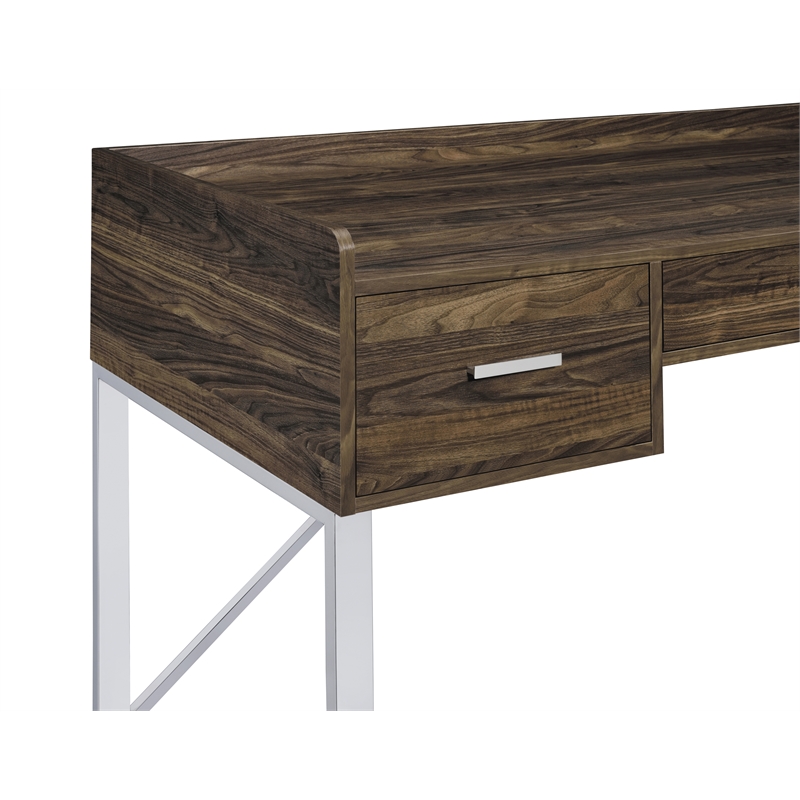 Coaster Angelica 3-Drawer Wood Writing Desk in Walnut and Chrome ...