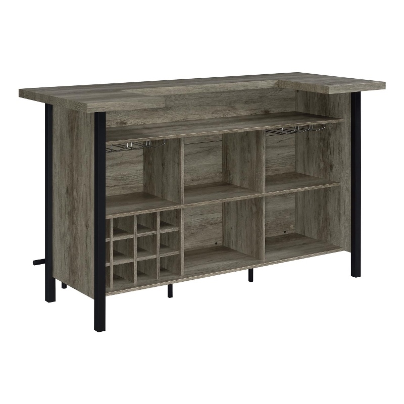 Coaster Farmhouse Wood Storage Bar Unit with Metal Frame in Gray ...