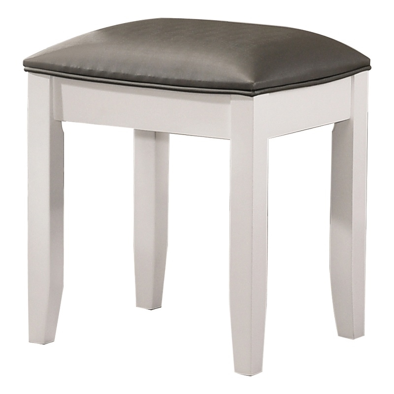 Coaster Barzini Upholstered Wood Vanity Stool Metallic and White | Bush ...