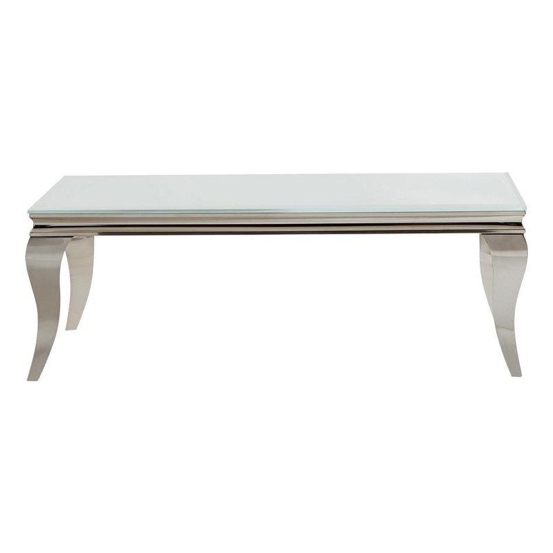 Coaster Luna Modern Metal Rectangle Coffee Table White and Chrome ...