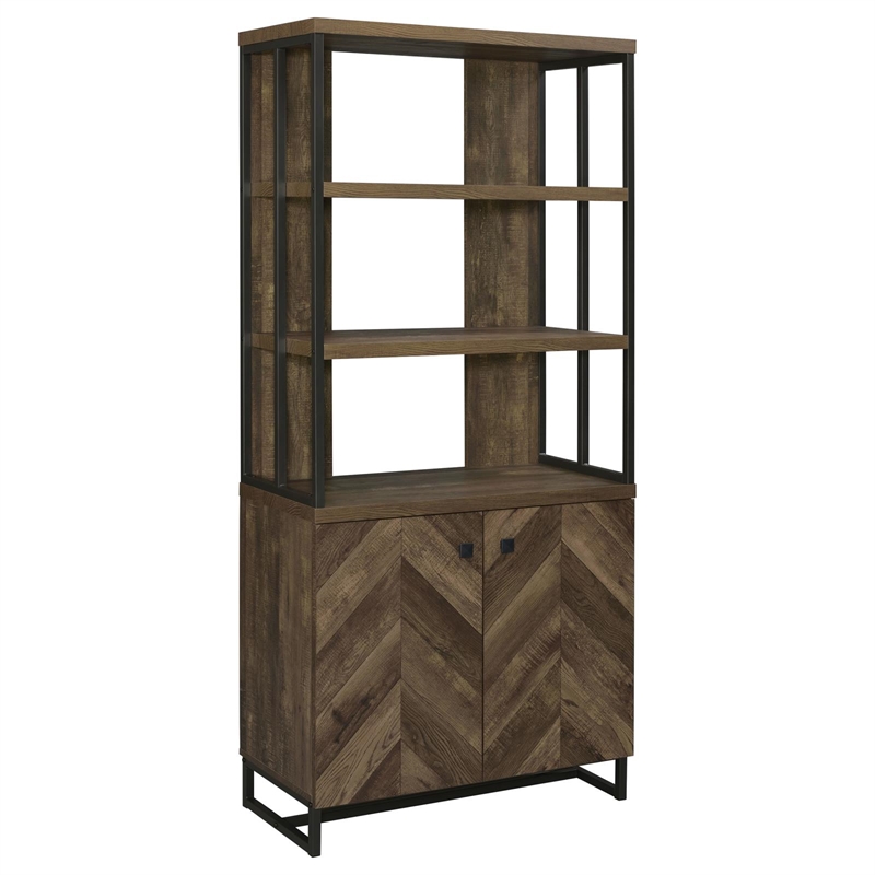 Coaster Millbrook 2-door Wood Bookcase Rustic Oak Herringbone and ...