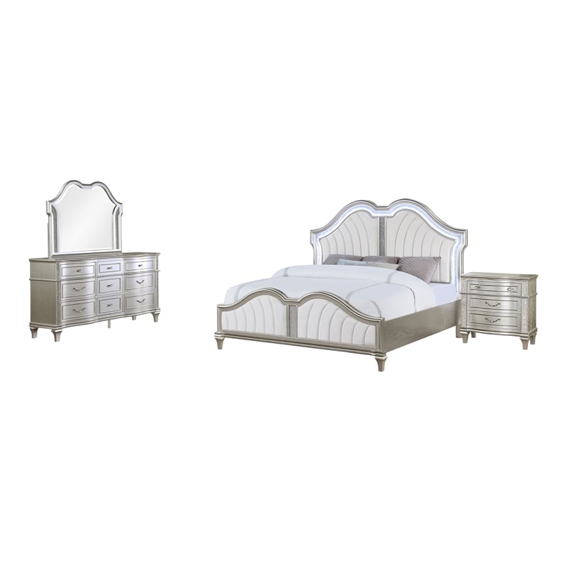 Coaster Evangeline 4-piece Wood California King Bedroom Set Ivory and ...