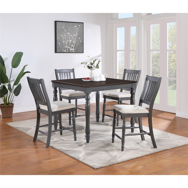Coaster Wiley 5-piece Wood Spindle Legs Counter Height Dining Set Beige ...