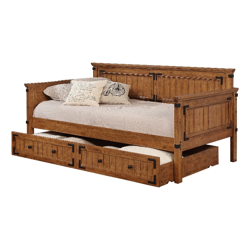 Coaster Oakdale Farmhouse Wood Twin Daybed with Trundle in Brown | Bush ...