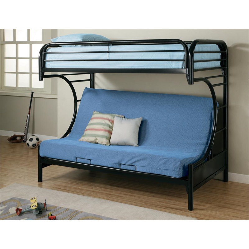 Coaster Montgomery Metal Twin over Futon Bunk Bed in Black Finish ...