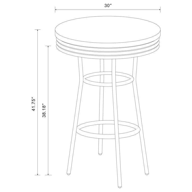 Coaster 30" Round Metal Pub Table with Lacquer Tabletop in Black ...