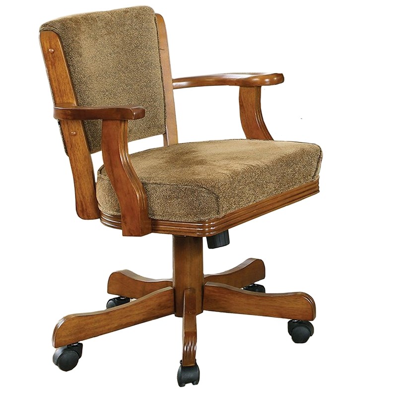 Coaster Mitchell Upholstered Wood Game Chair Olive-Brown and Amber ...