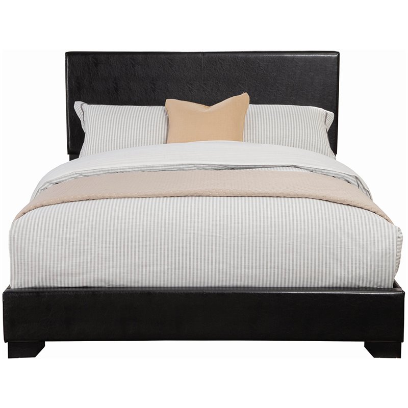 Coaster Conner Faux Leather Queen Low Profile Bed in Black | Cymax Business