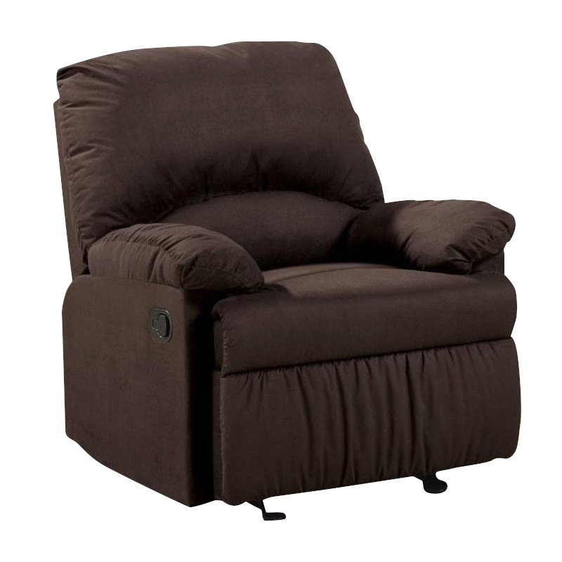 Coaster Casual Microfiber Glider Recliner in Chocolate | Cymax Business