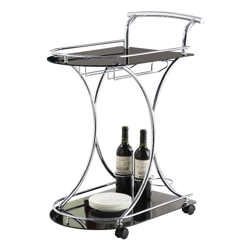 Coaster Elfman 2-shelf Modern Metal Serving Cart Chrome and Black ...