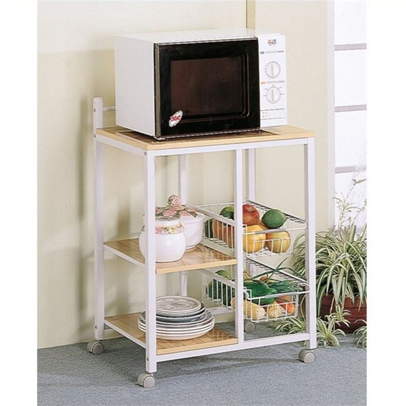Coaster 2 Compartment Microwave Cart in Natural and White | Cymax Business