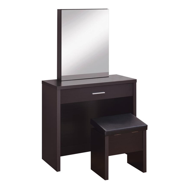Coaster Harvey 2-piece Wood Vanity Set with Lift-Top Stool Cappuccino ...