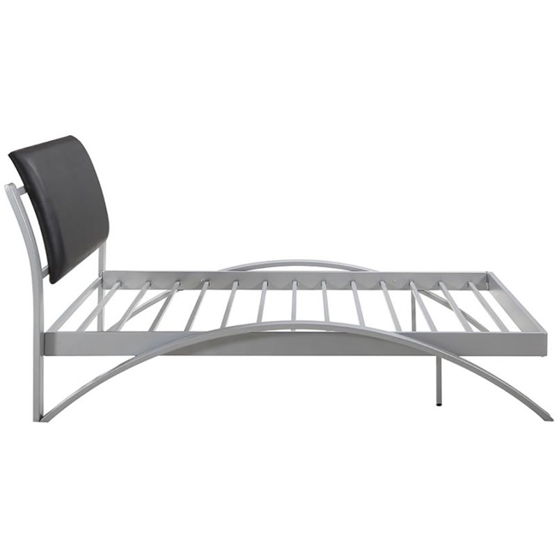 Coaster Leclair Faux Leather Metal Platform Bed in Black and Silver ...