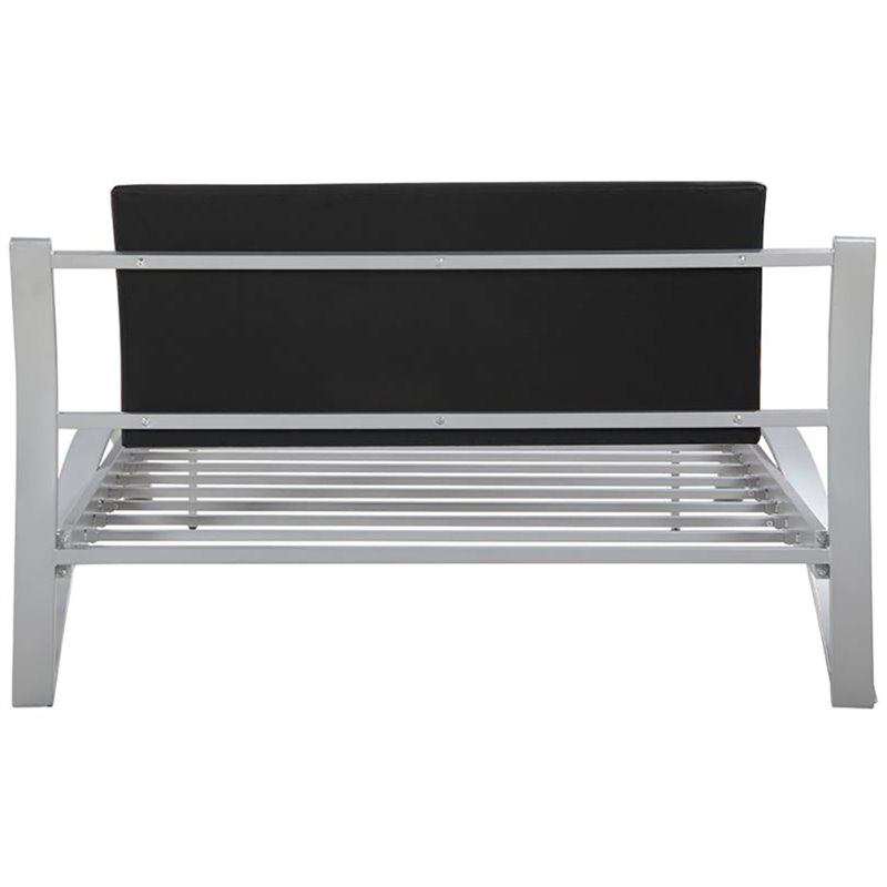 Coaster Leclair Faux Leather Metal Platform Bed in Black and Silver ...