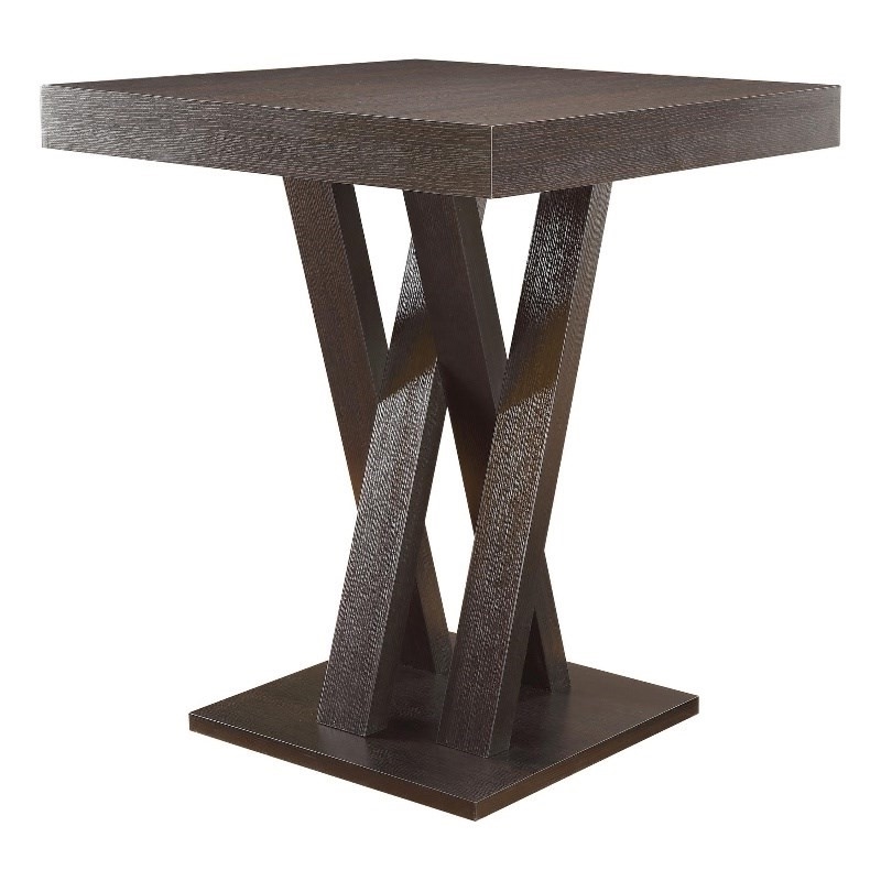 Coaster Modern Wood Square Criss Cross Base Pub Table in Cappuccino ...