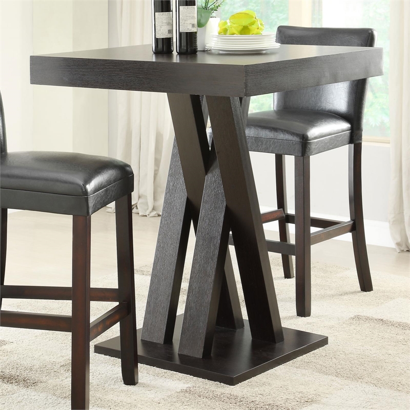 Coaster Modern Wood Square Criss Cross Base Pub Table in Cappuccino ...