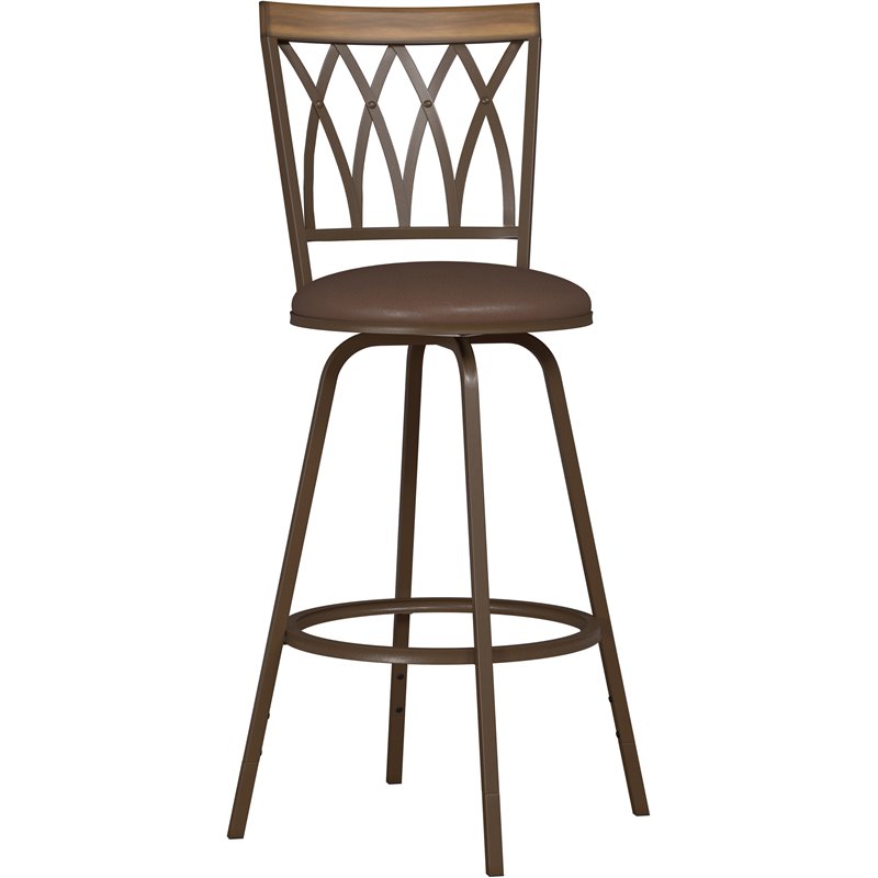 Hillsdale Metal Swivel Adjustable Stool with Nested Legs in Brown Set ...