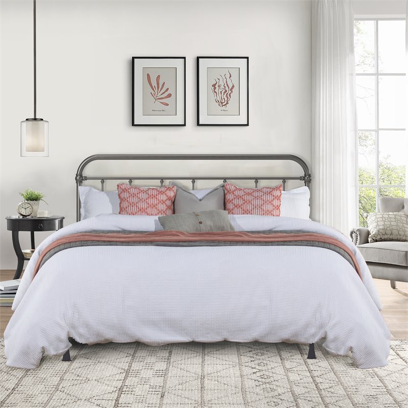 Hillsdale Kirkland Farmhouse Steel Metal Bed Headboard in Gray Homesquare