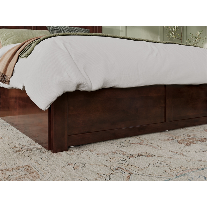 AFI Madison Queen Solid Wood Platform Bed with Storage Drawers in Walnut