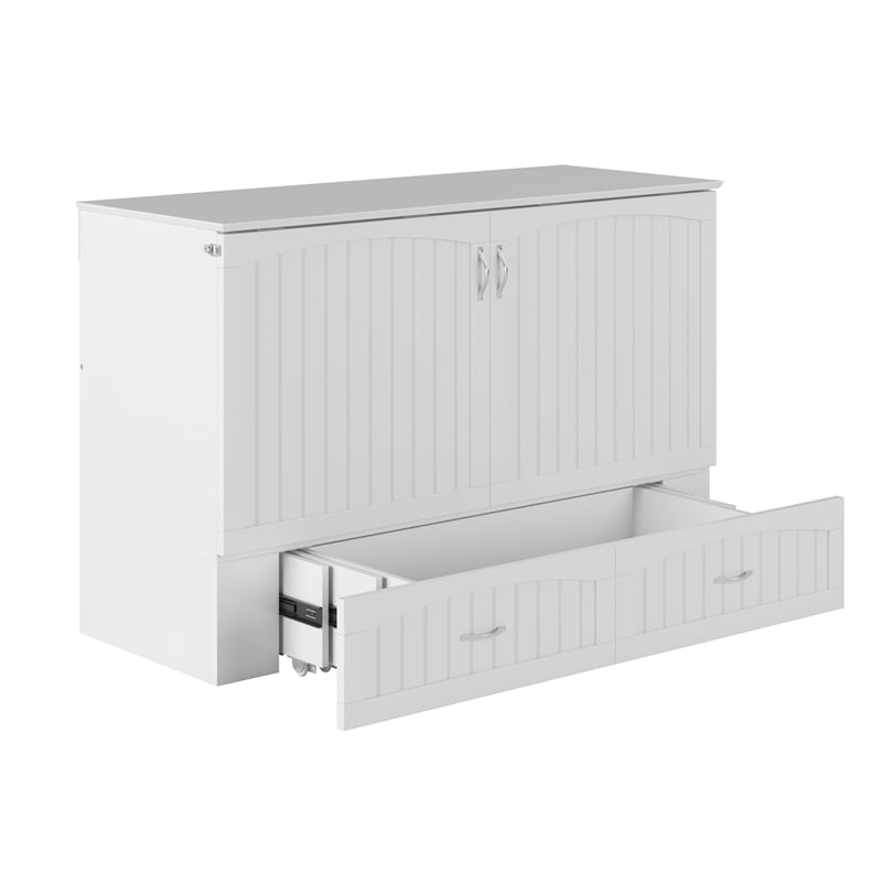 AFI Southampton Queen Solid Wood Murphy Bed Chest in White with USB Charger Cymax Business