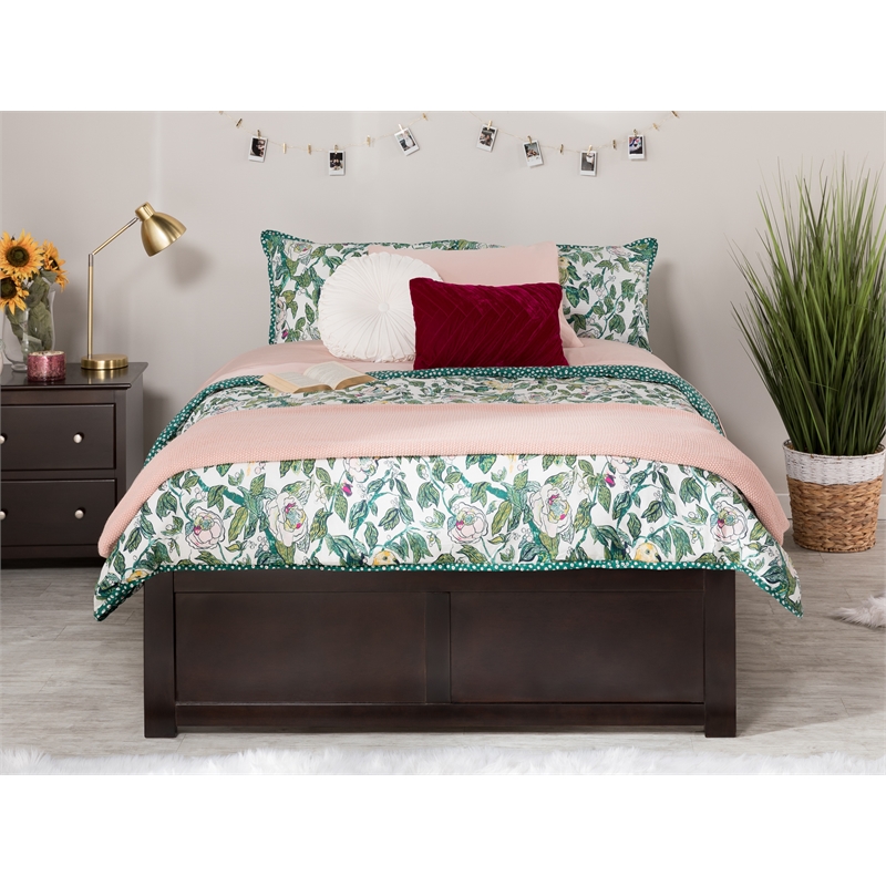 Afi Concord Solid Wood King Platform Bed with Footboard and Twin XL Trundle in Espresso