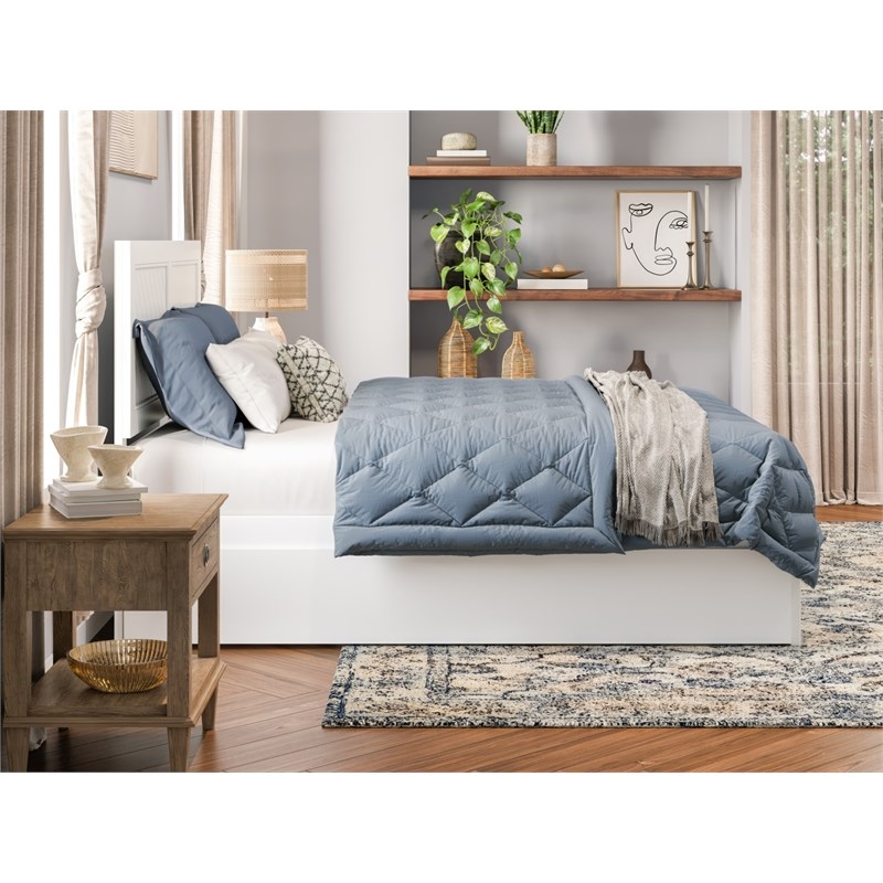 AFI Canyon Solid Wood Full Size Platform Bed with Full Trundle in White