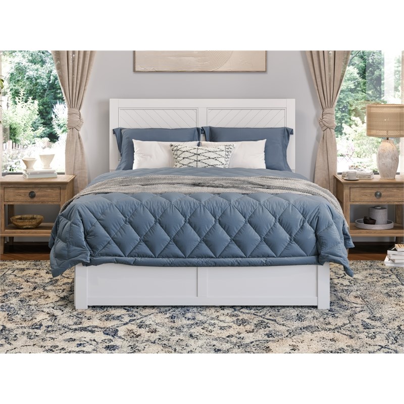 AFI Canyon Solid Wood Full Size Platform Bed with Full Trundle in White