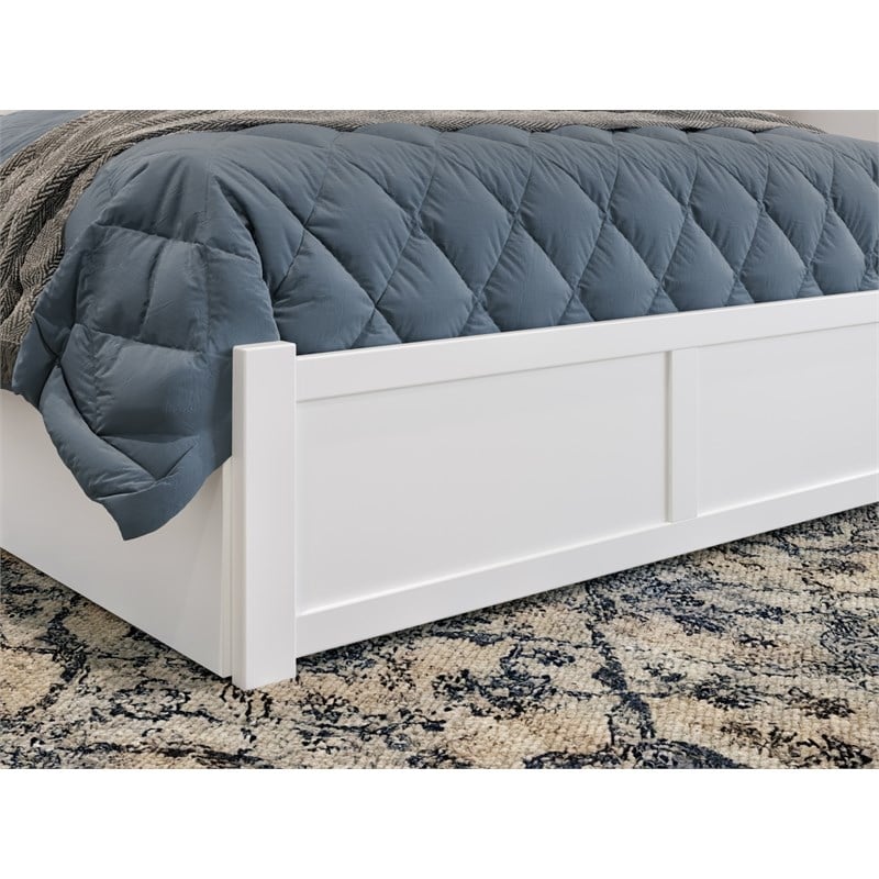AFI Canyon Solid Wood Full Size Platform Bed with Full Trundle in White