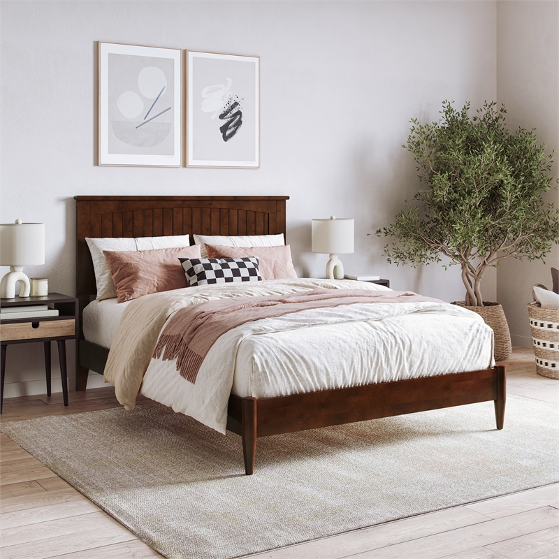 AFI Naples Full Solid Wood Low Profile Platform Bed in Walnut