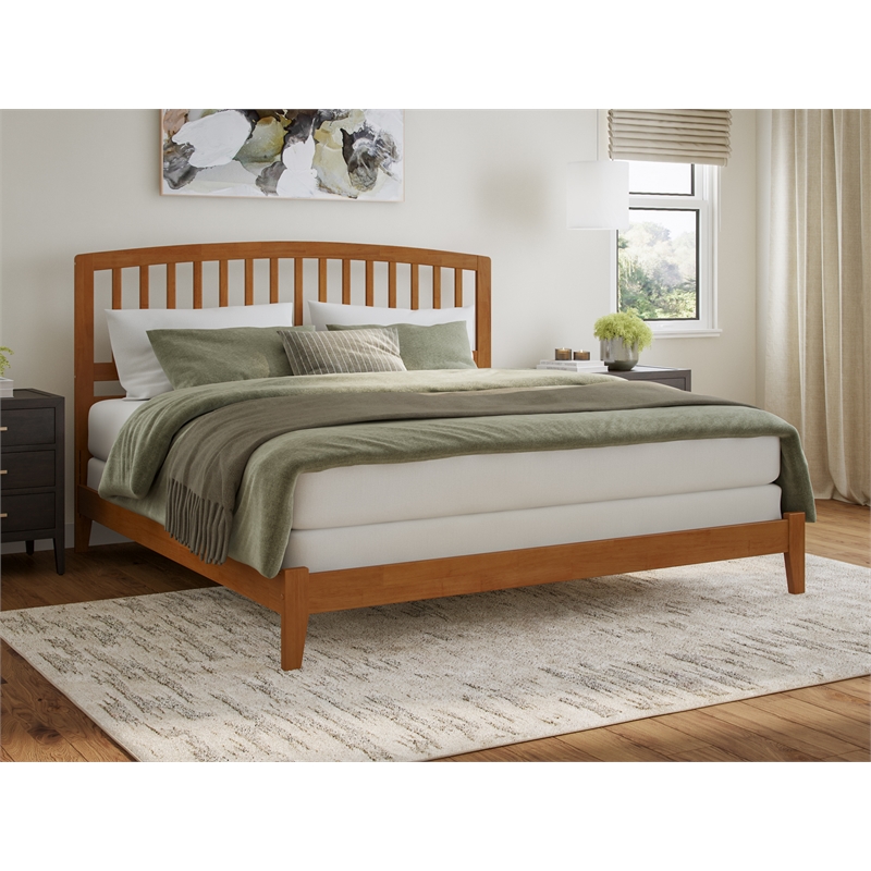Richmond King Solid Wood Foundation Bed in Light Toffee | Cymax Business