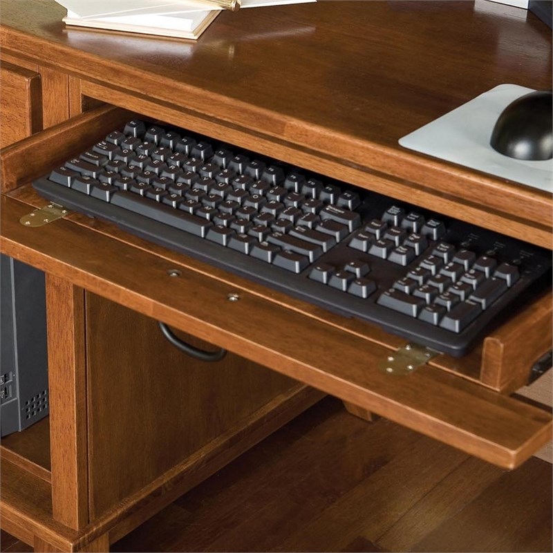 Homestyles Arts & Crafts Wood Pedestal Desk in Brown | Homesquare