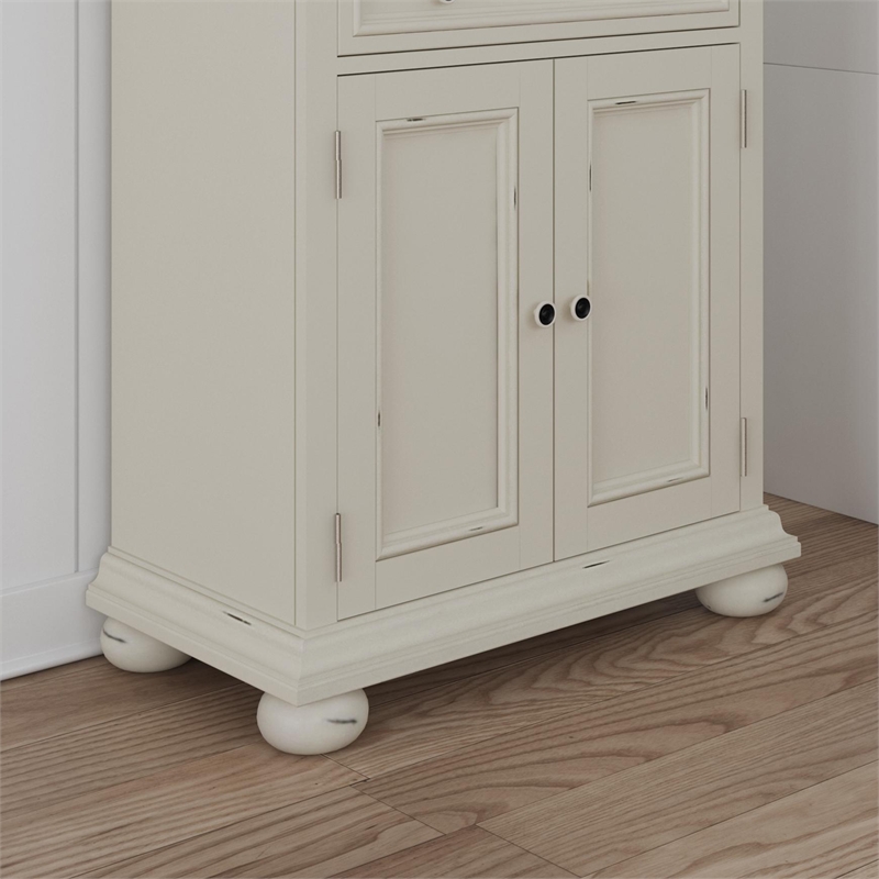 Homestyles Dover Off White Wood Pantry Storage Cabinet with Adjustable Shelves BushFurnitureCollection