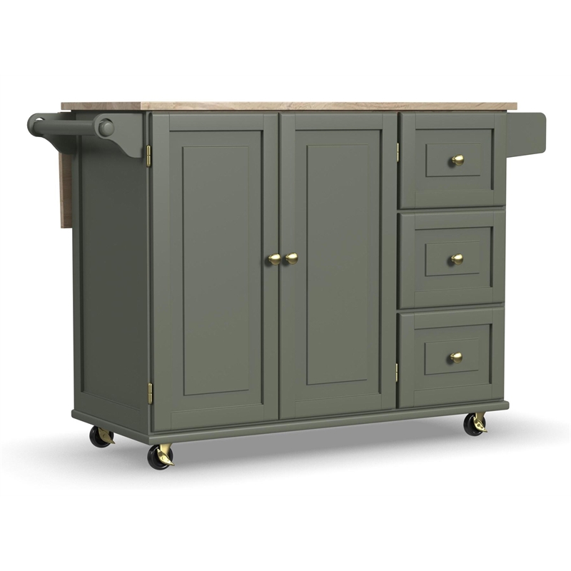 Homestyles Dolly Madison Engineered Wood Kitchen Cart in Sage Green ...