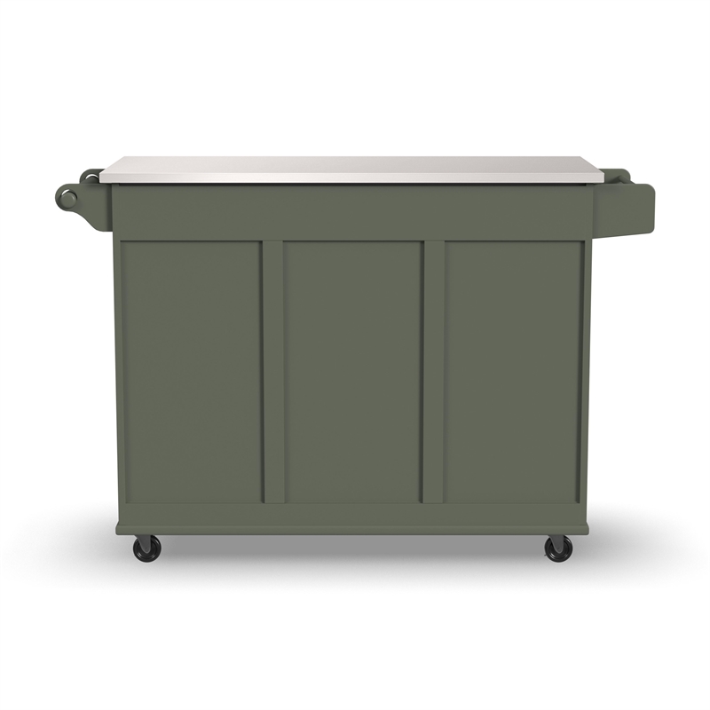 Homestyles Dolly Madison Engineered Wood Kitchen Cart in Sage Green/Nickel