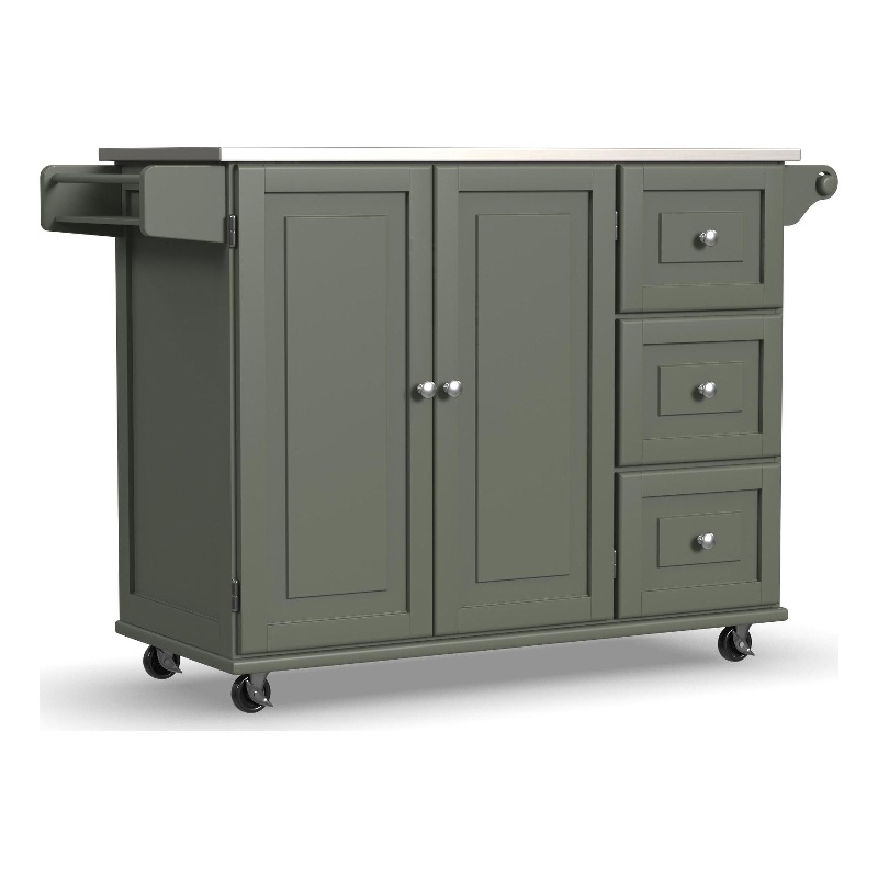 Homestyles Dolly Madison Engineered Wood Kitchen Cart in Sage Green ...