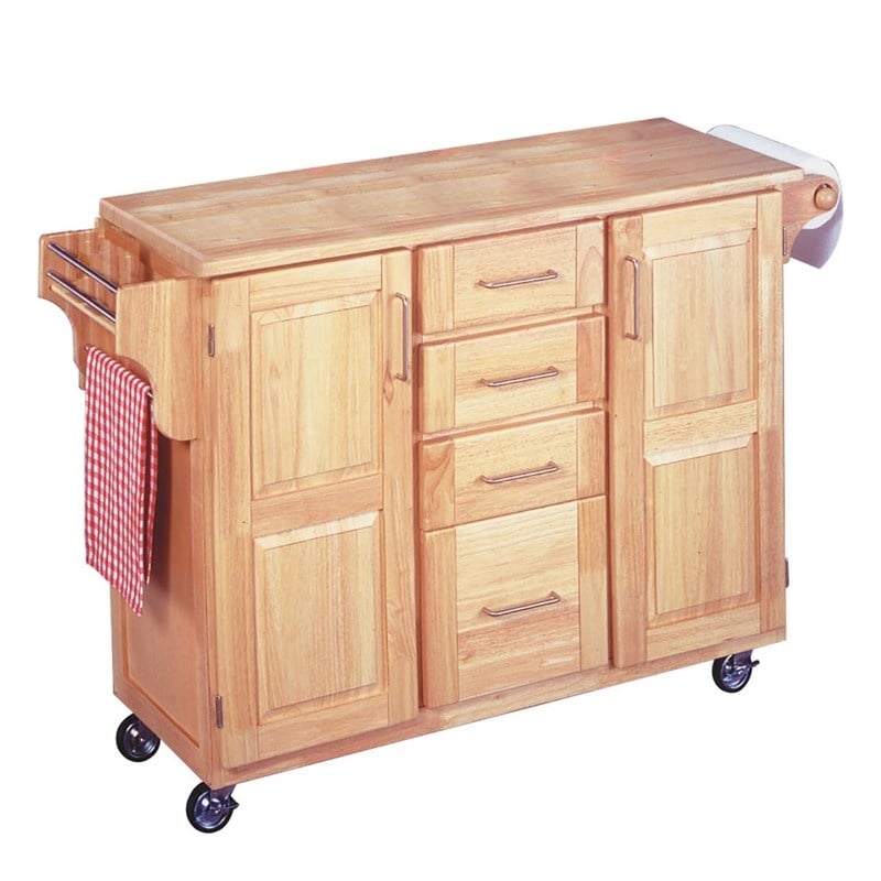 Homestyles General Line Wood Rolling Kitchen Cart in Brown | Cymax Business