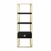 Posh Living Mano Stainless Steel 3-Shelf & 1-Drawer Bookcase Black/Gold ...